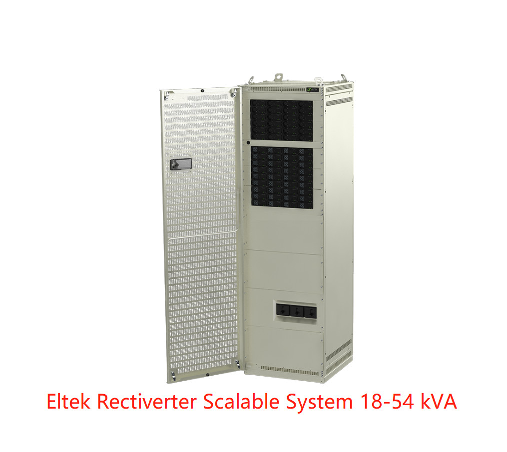 Sistema evolutivo 18-54 kVA do sistema interno de Eltek Rectiverter com ...